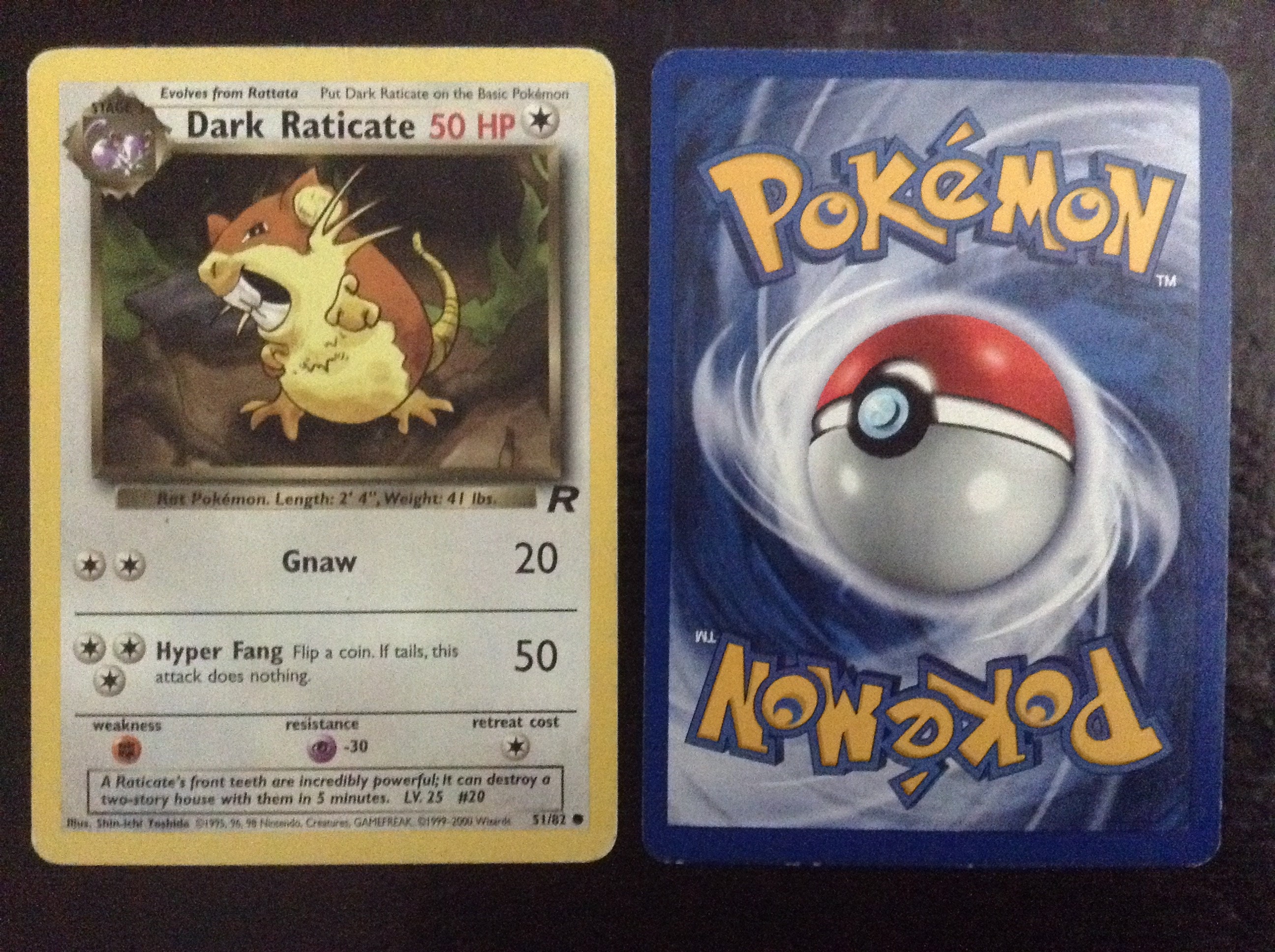 Dark Raticate Pokemon Trading Card - Etsy