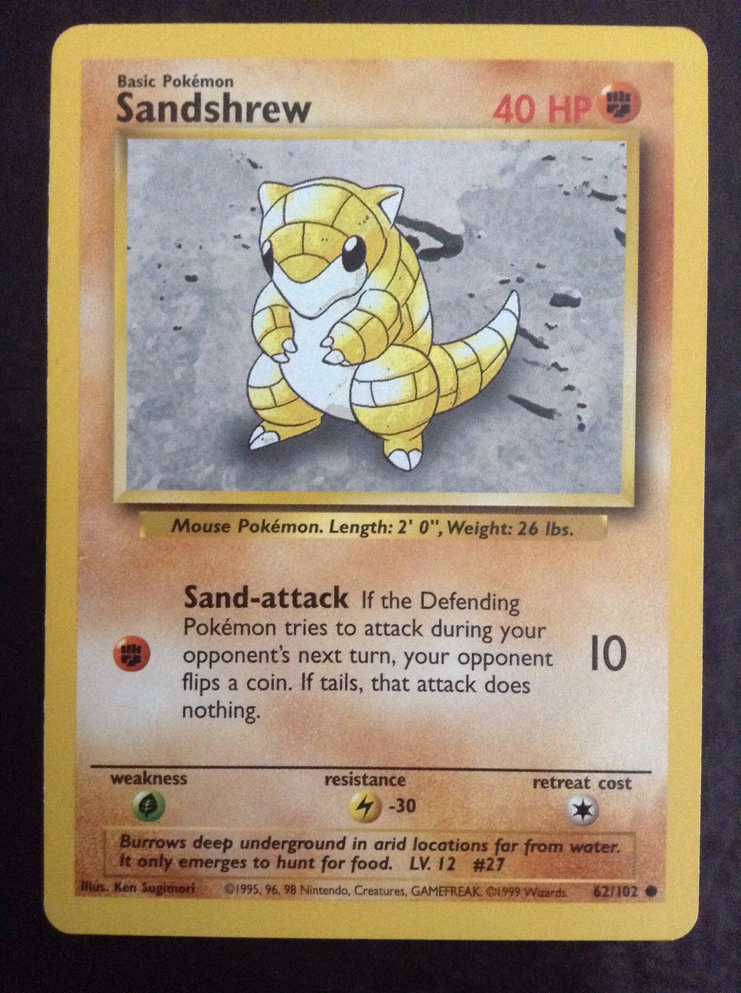 Sandshrew Pokemon Trading Card - Etsy