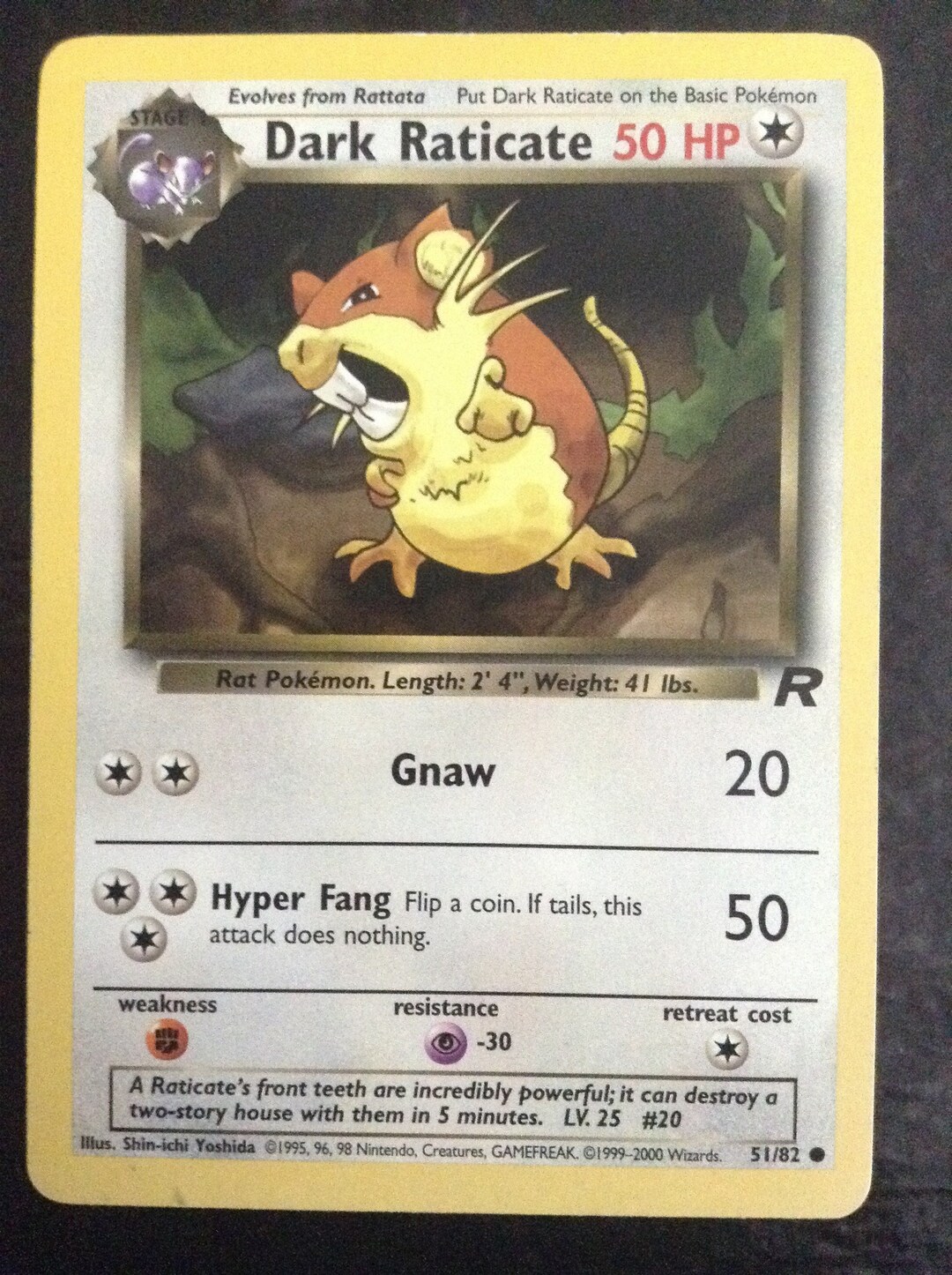 Dark Raticate Pokemon Trading Card - Etsy