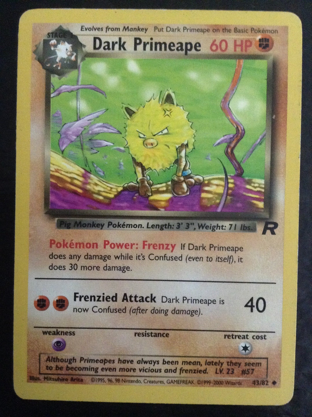 Dark Primeape Pokemon Trading Card - Etsy