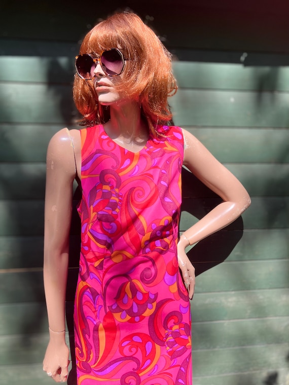 1960s vintage Jean Allen psychedelic colomn maxi dre… - Gem