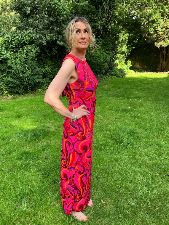 1960s vintage Jean Allen psychedelic colomn maxi dre… - Gem