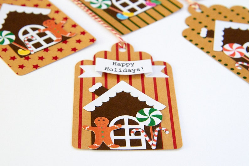 Gingerbread House Holiday Gift Tags set of 12 - Etsy
