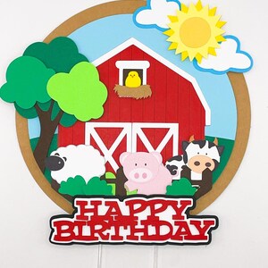 Happy Birthday Farm Cake Topper - Etsy