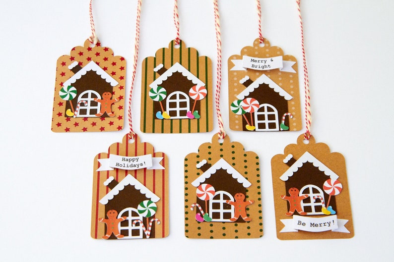 Gingerbread House Holiday Gift Tags set of 12 - Etsy