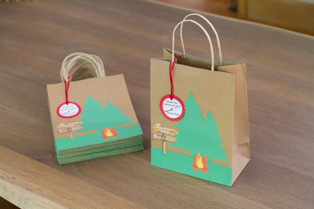 Camping Party Favor Bags and Tags - Personalized (set of 6) - Etsy
