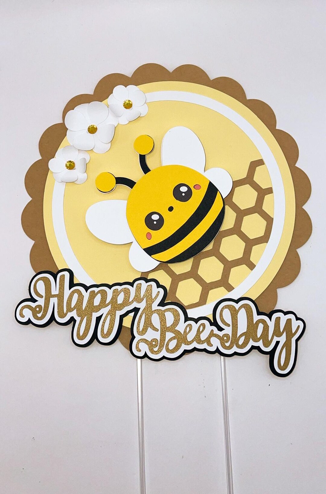 Happy Birthday Bee Cake Topper/bee Day - Etsy
