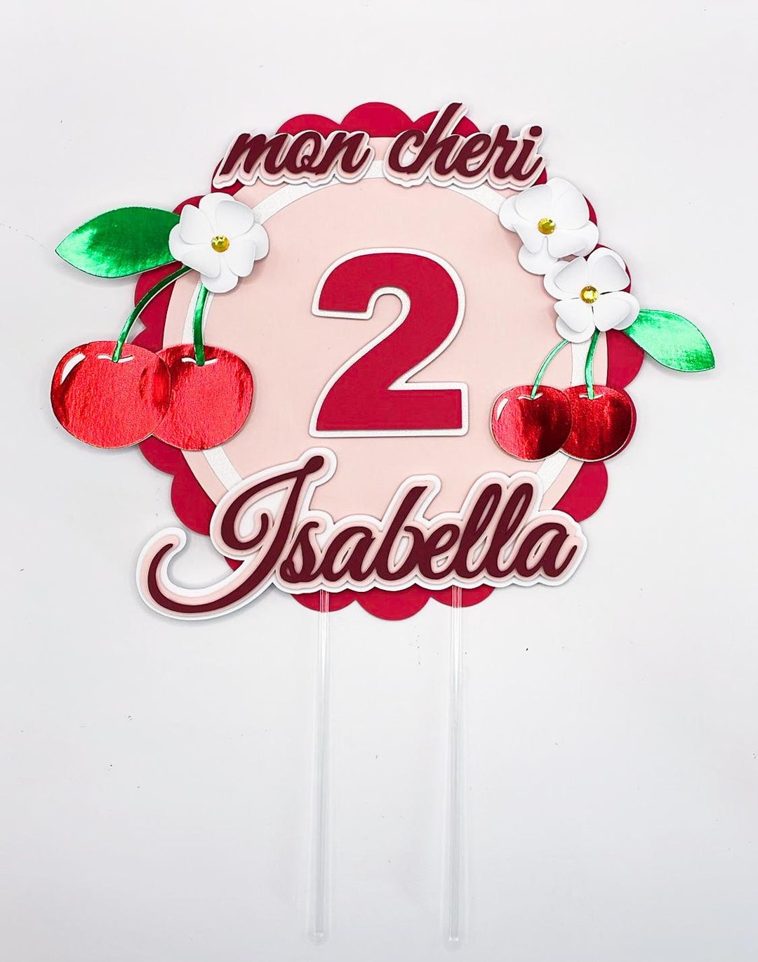 Personalized Cherry Cake Topper/mon Cheri/ Too Sweet - Etsy