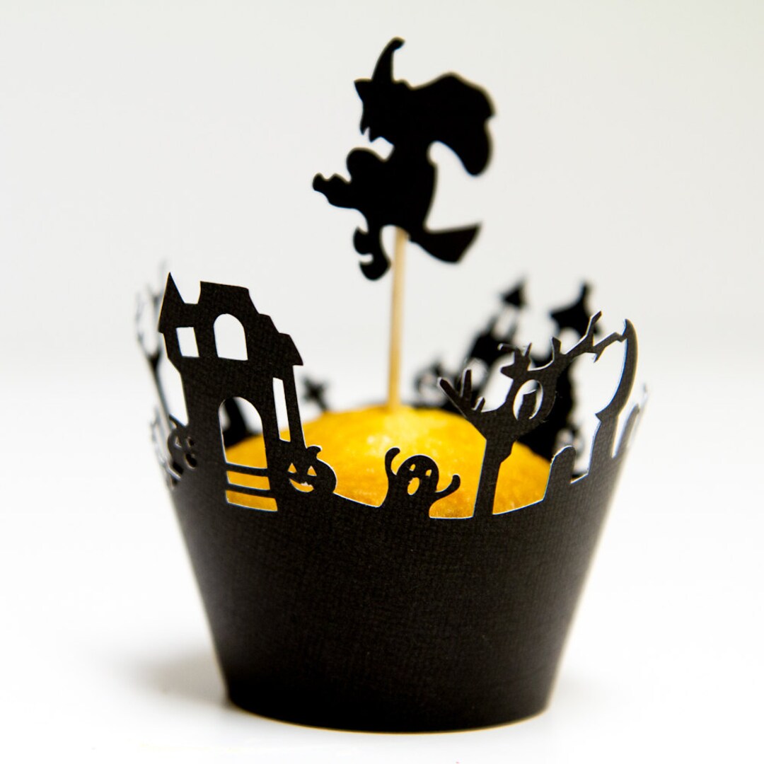 Halloween Cupcake Wrappers / Toppers Haunted Graveyard (12) - Etsy