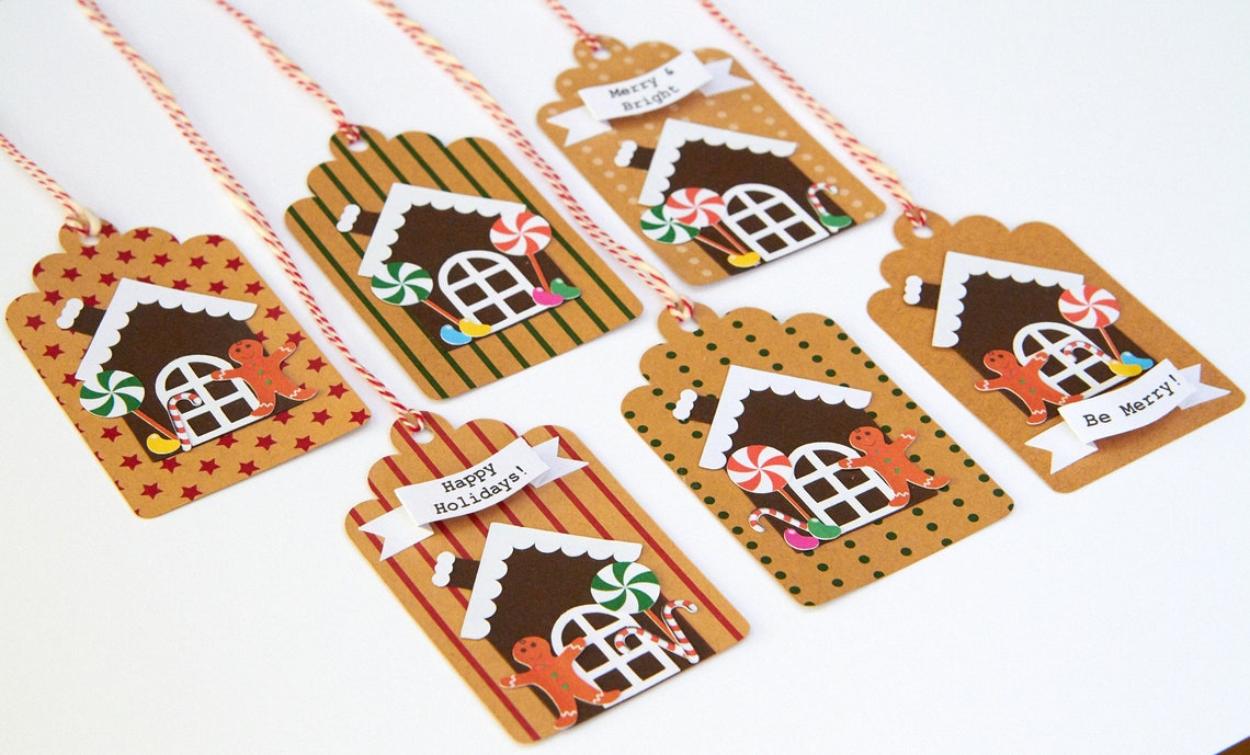 Gingerbread House Holiday Gift Tags set of 12 - Etsy