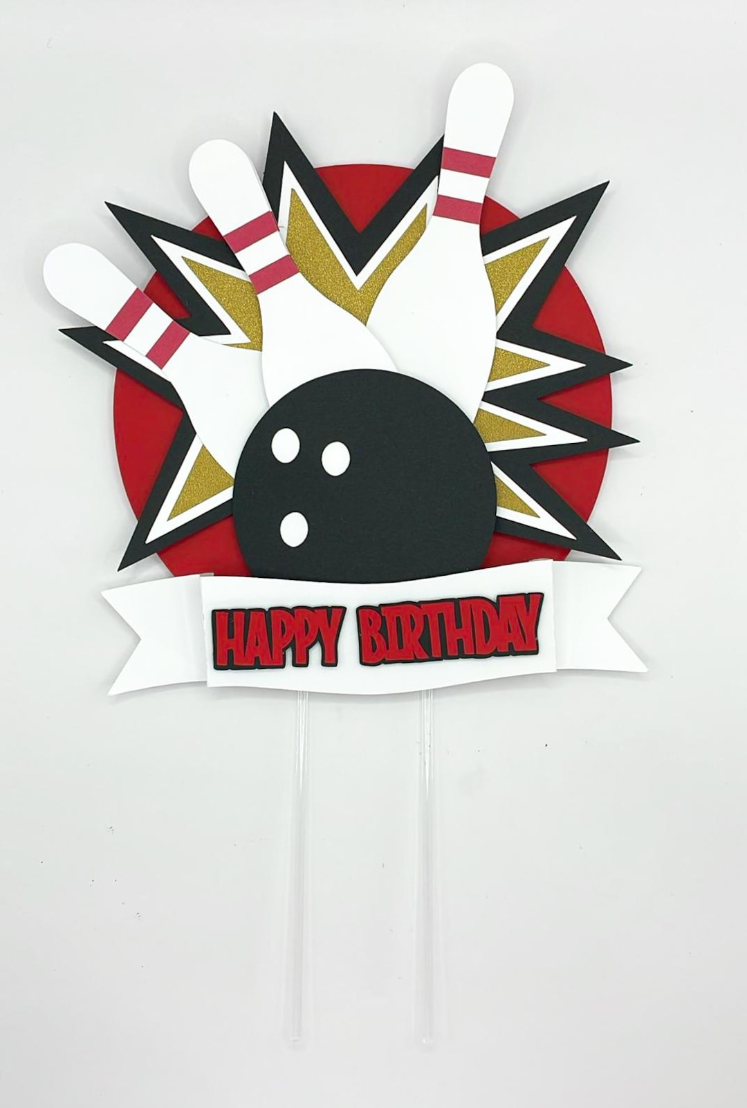 Happy Birthday Bowling Cake Topper - Etsy