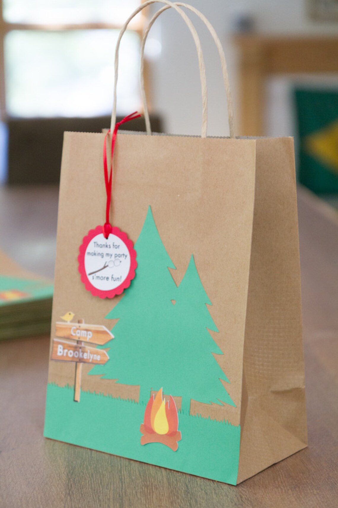 Camping Party Favor Bags and Tags Personalized set of 6 | Etsy