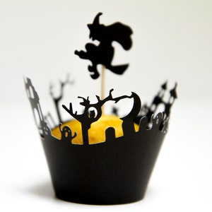 Halloween Cupcake Wrappers / Toppers Haunted Graveyard (12) - Etsy