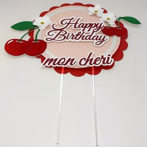 Happy Birthday Cherry Cake Topper/mon Cheri/ Too Sweet - Etsy