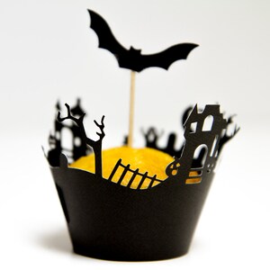 Halloween Cupcake Wrappers / Toppers Haunted Graveyard (12) - Etsy