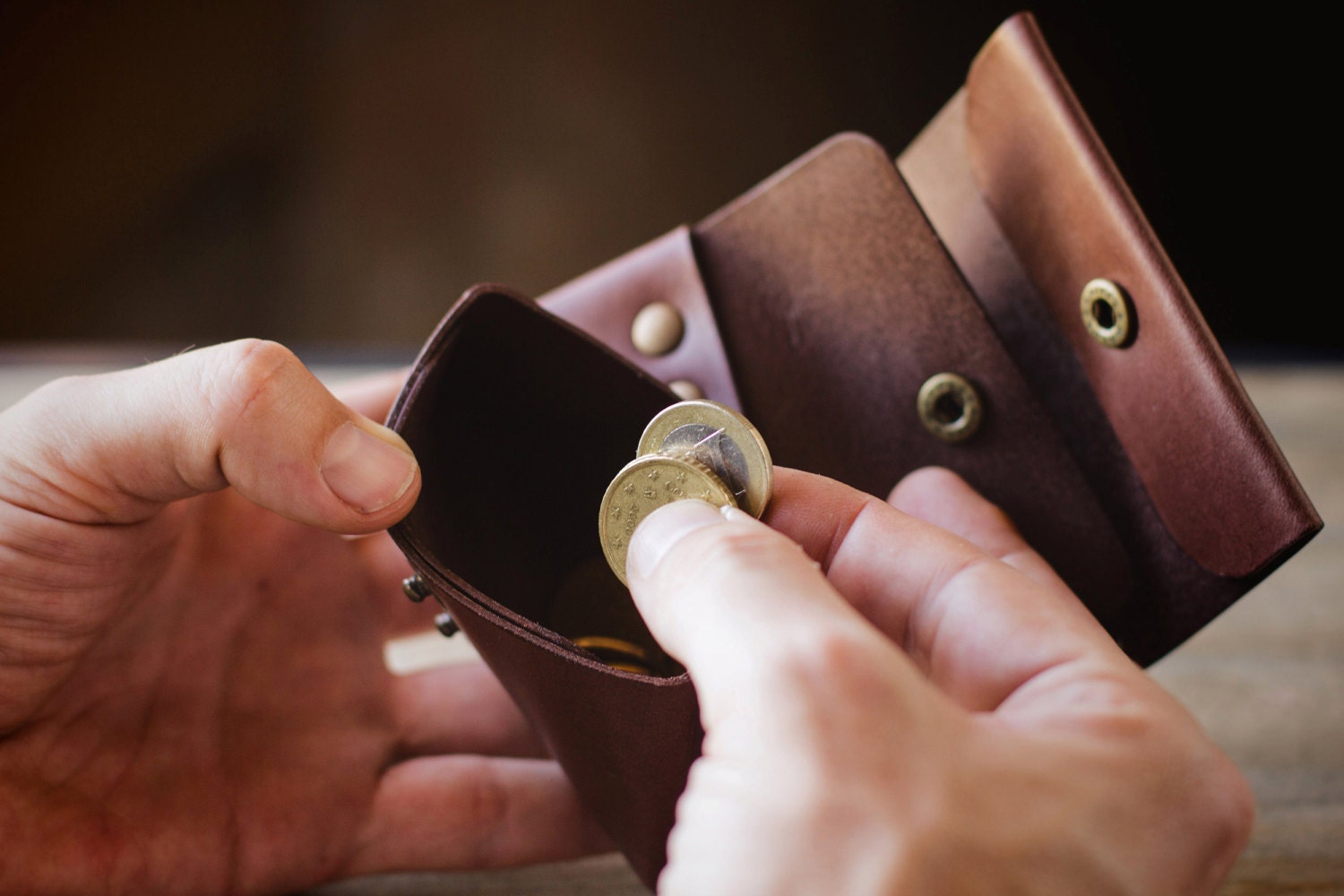 Leather Card Coin Wallet - Etsy