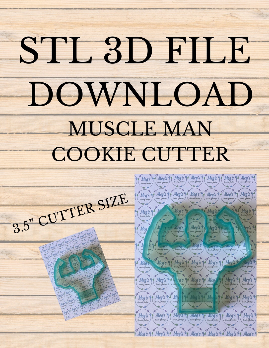 A Muscle Man Guy Male 3D Cookie Cutter STL File Download - Etsy