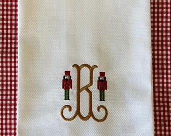 Embroidered Nutcracker Monogrammed Christmas Guest Towel, Holiday ...