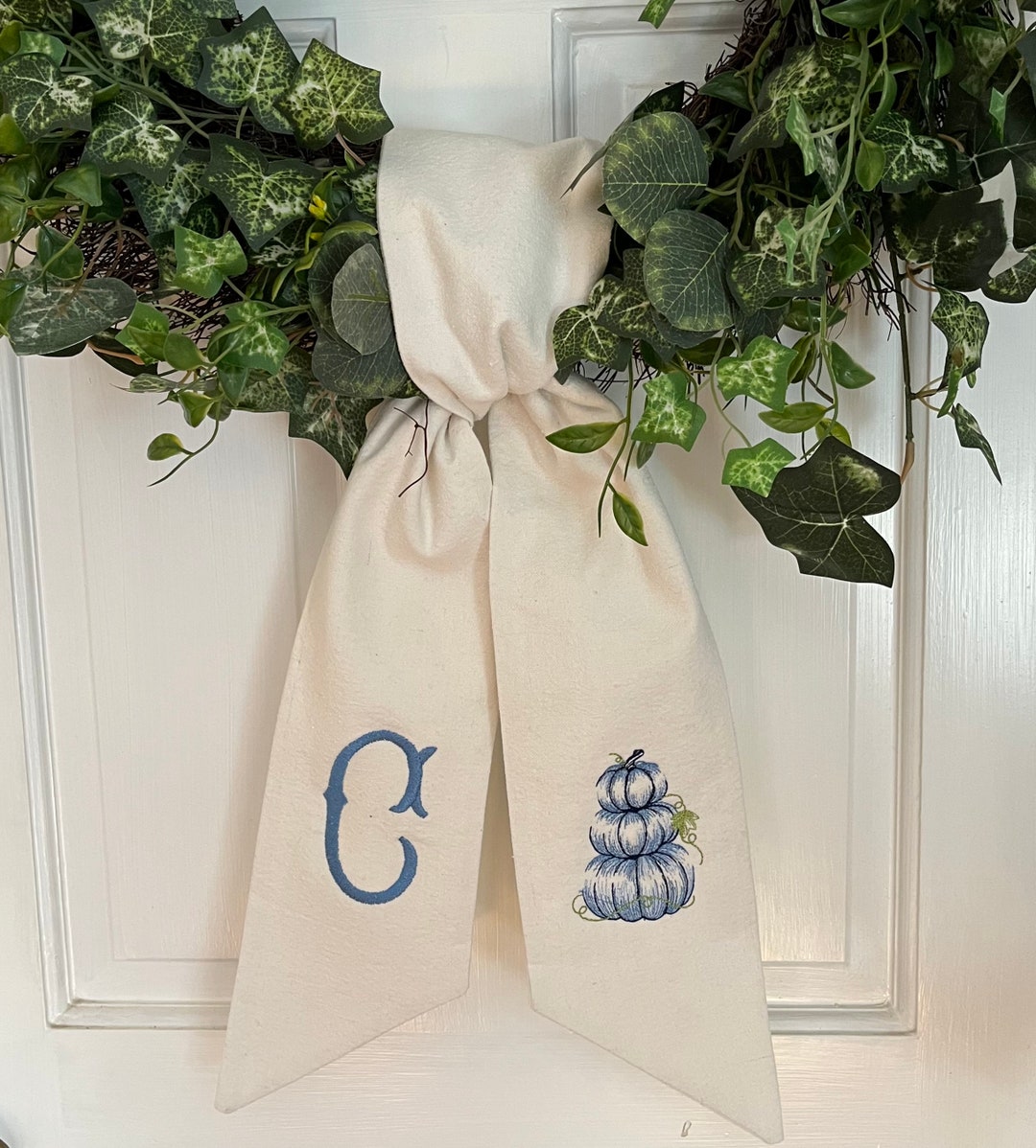 Wreath Sash Scarf Stacked Pumpkins - Etsy