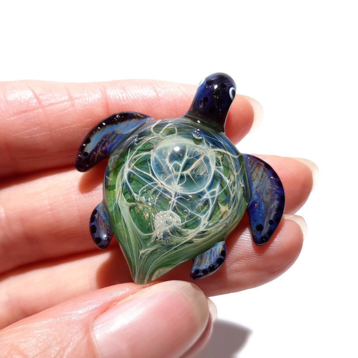 Water Fern Turtle Pendant Glass Pendant Glass Jewelry - Etsy