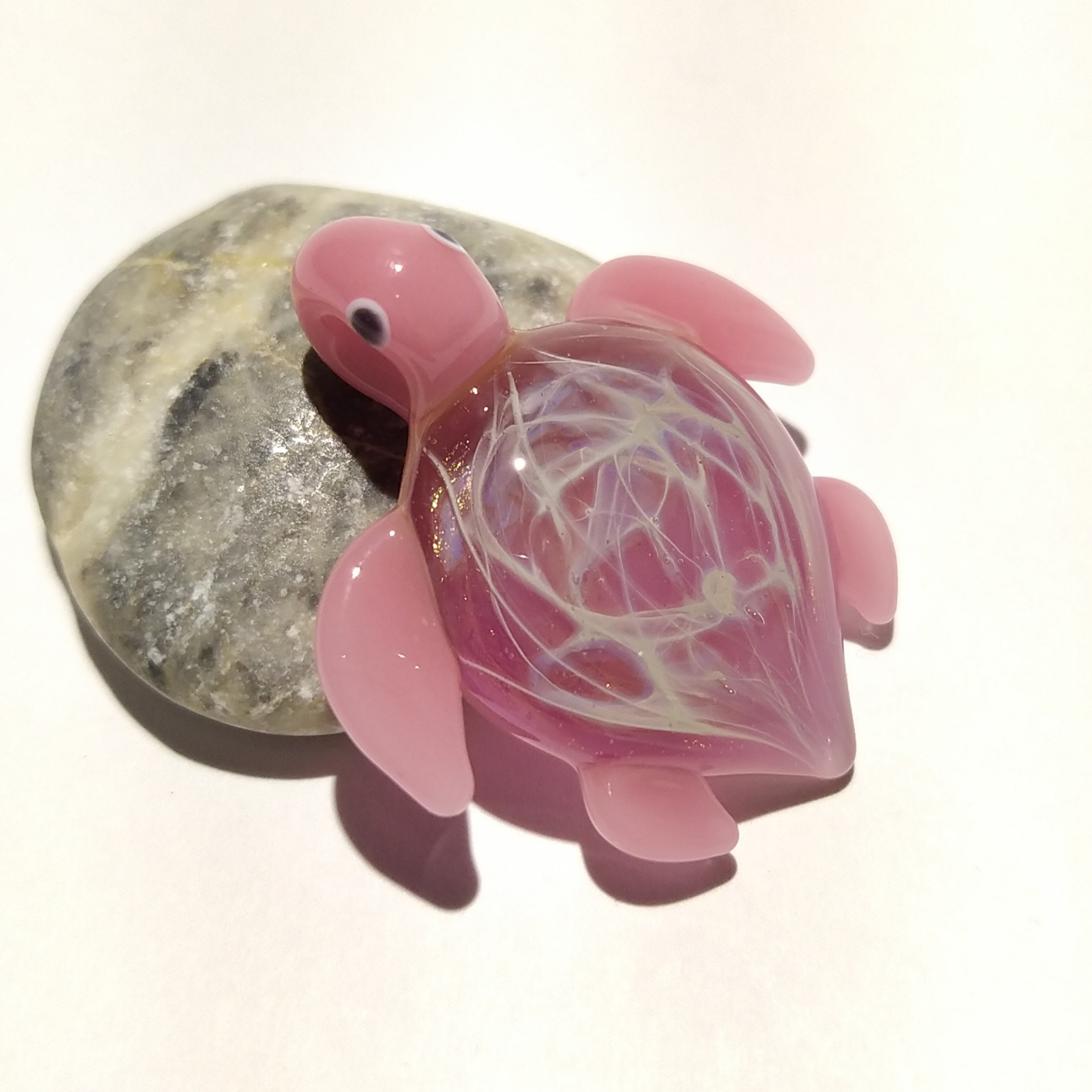 Sea Glass Turtle Baby Pink Turtle Pendant Handmade | Etsy