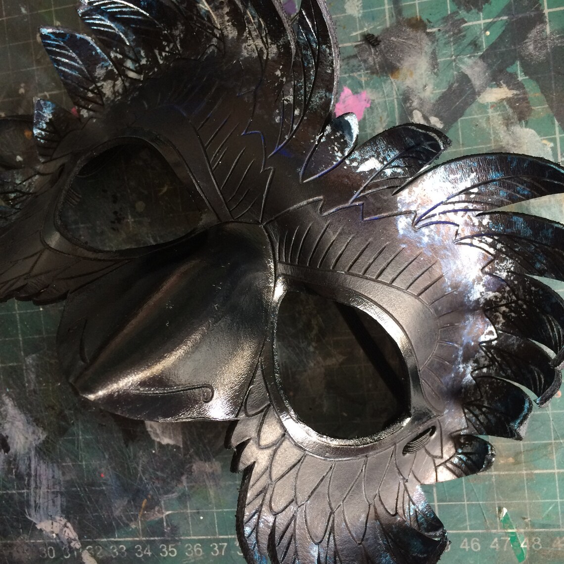 Leather Raven Mask in Blue Made to Order - Etsy UK