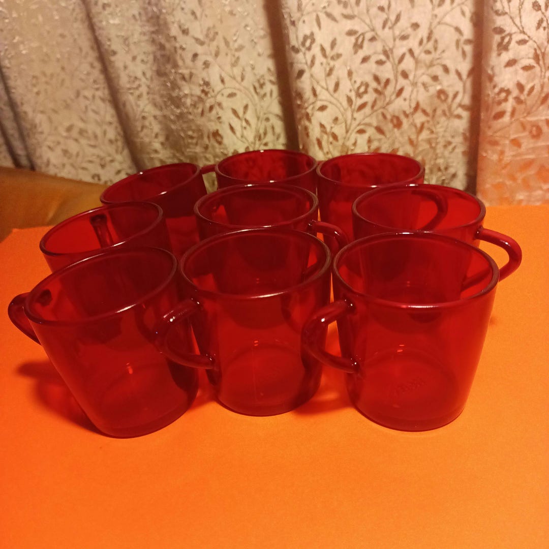 IKEV or IKEA? | Set of 9 Mini Ruby Red Glass ESPRESSO Coffee Cups/shot Glasses | 4 Fl Oz - Etsy