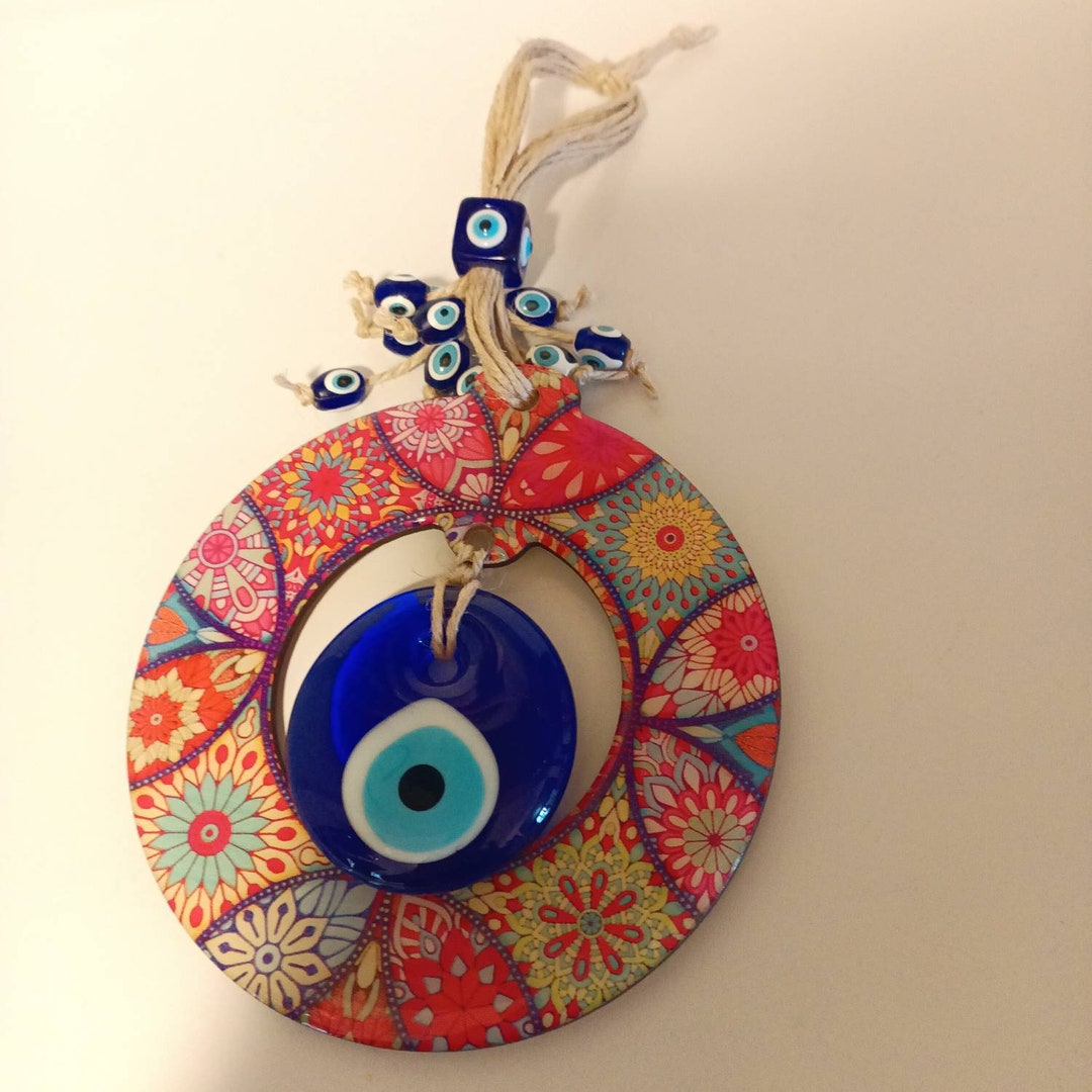 Hanging Large Glass Evil Eye and Cluster on Plexi-glass Board From a ...