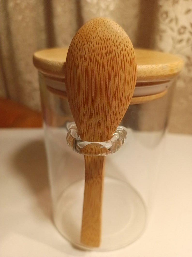 Glass Food Storage Jar/container (airtight) Bamboo Lid & Spoon - Etsy
