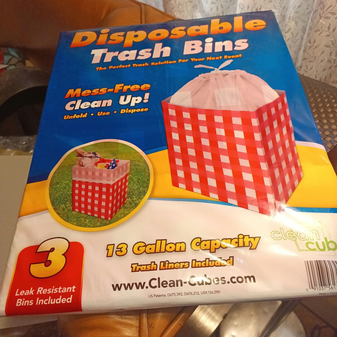 Clean-cubes 3 Disposable Trash Bins With Trash Liners - NEW in Package ...