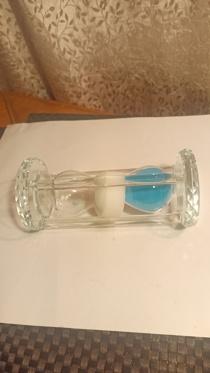 Early Crystal Solid Glass Brilliant Cut Round Hour Glass/blue Sand ...