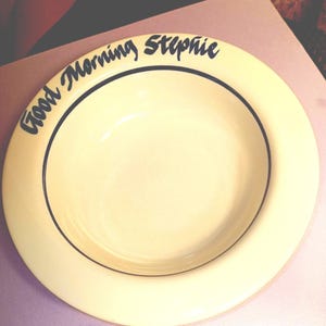 Good Morning Stephie Stoneware White/cobalt Blue Cereal/soup Bowl ...