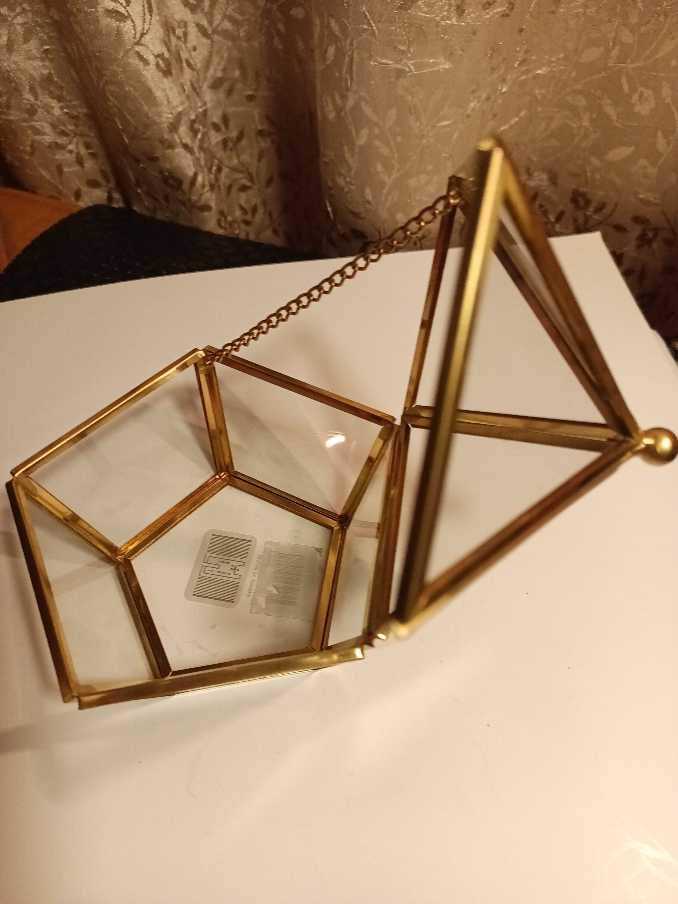 Vintage Glass/metal Pentagon Shape Jewelry/trinket/vanity Box - Etsy