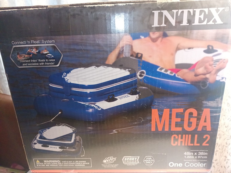 Intex Mega Chill 2 48" X 38" Inflatable Floating Cooler - NEW - Open ...