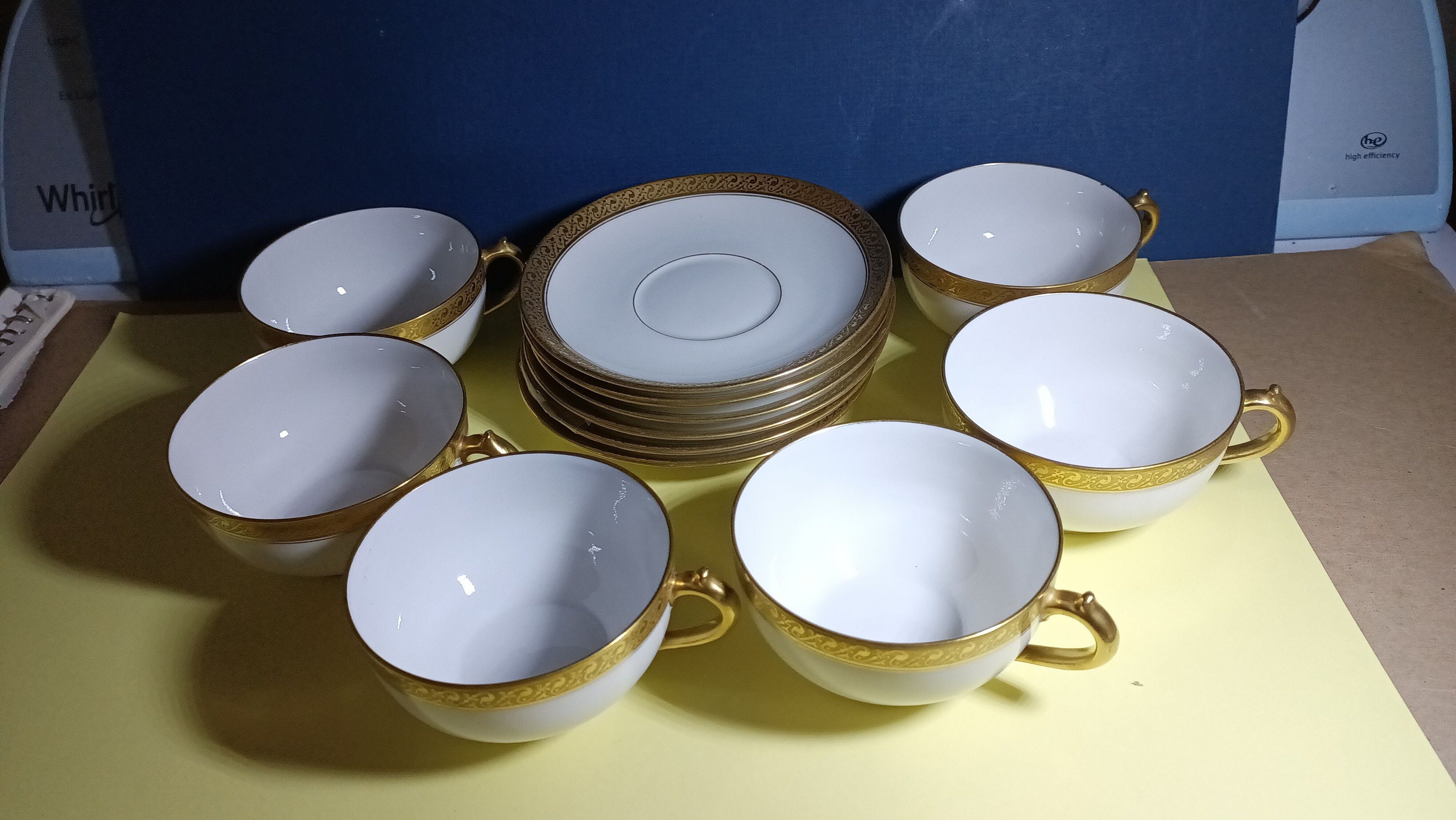 GOA CH FIELD Haviland Limoges France - (6) Sets of Teacups/saucers Gold ...