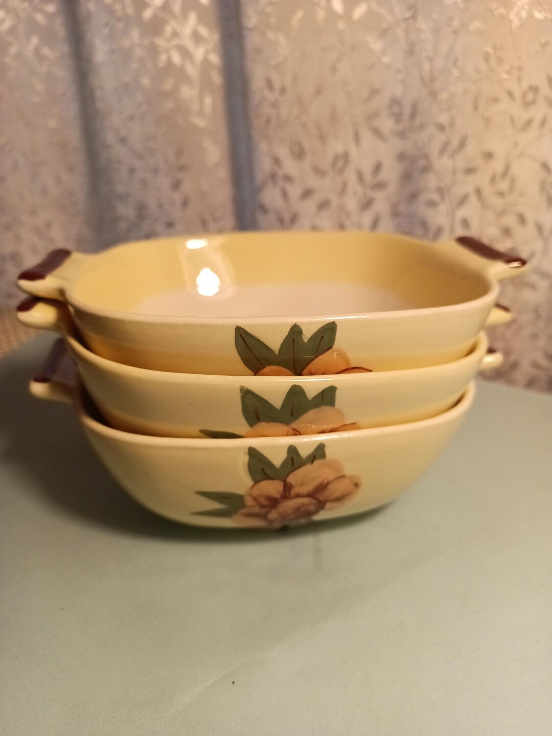 Vintage WEIL WARE CALIFORNIA Pottery Yellow Floral Pottery Hand ...