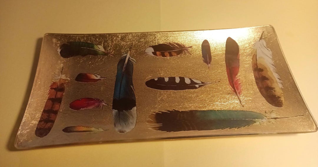 Rectangle Small Glass Tray - With Hand Painted Multi-color (various ...