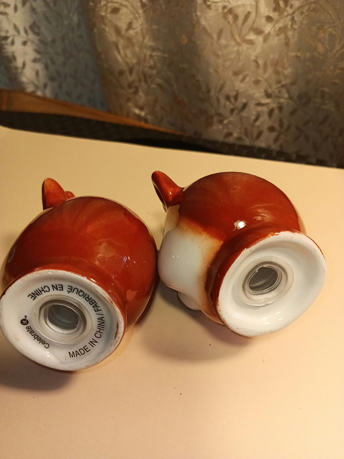 CELEBRATE IT Reindeer Pair "winking Girl" Hand Painted Salt & Pepper ...