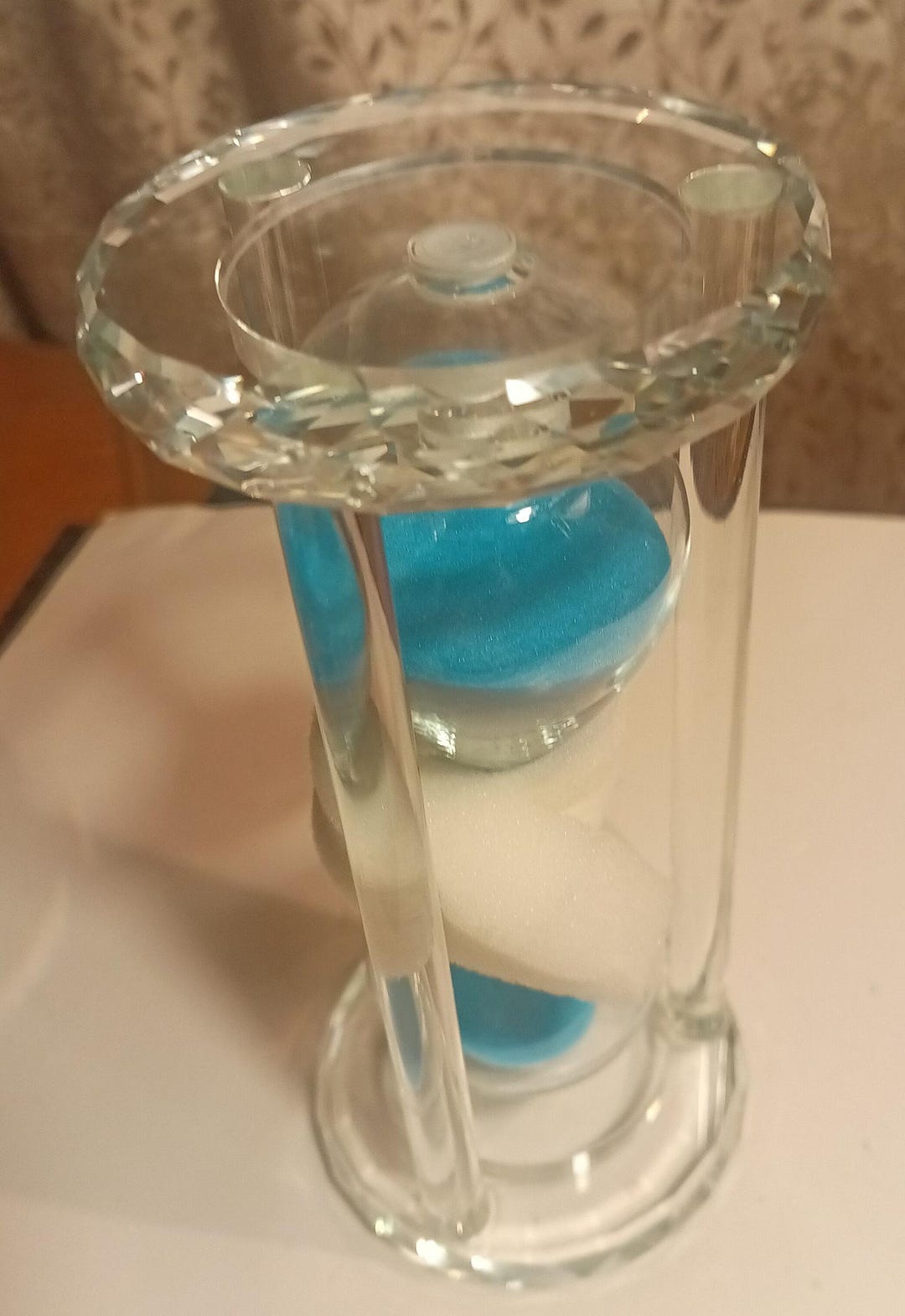 Early Crystal Solid Glass Brilliant Cut Round Hour Glass/blue Sand ...