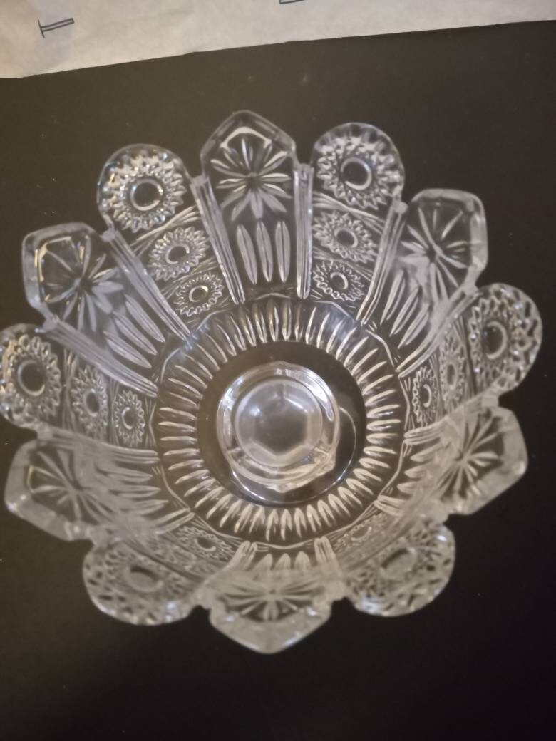 Vintage RARE Crystal Cut Glass LACE DESIGN on a Pedestal Vase - Etsy