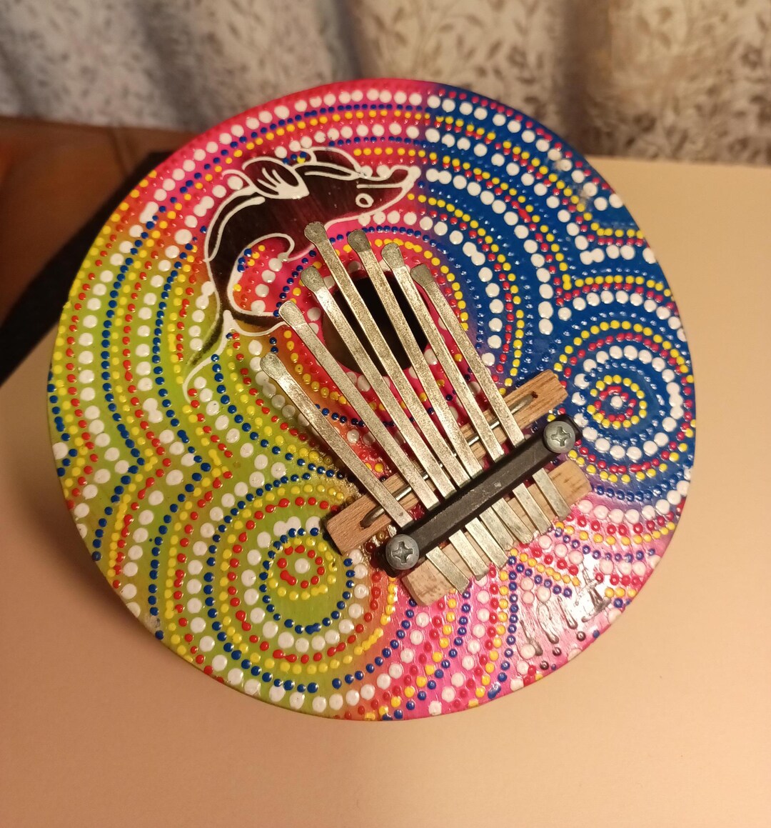 Hand Carved/hand Painted Coconut Shell Hand Pick Guitar Musical ...