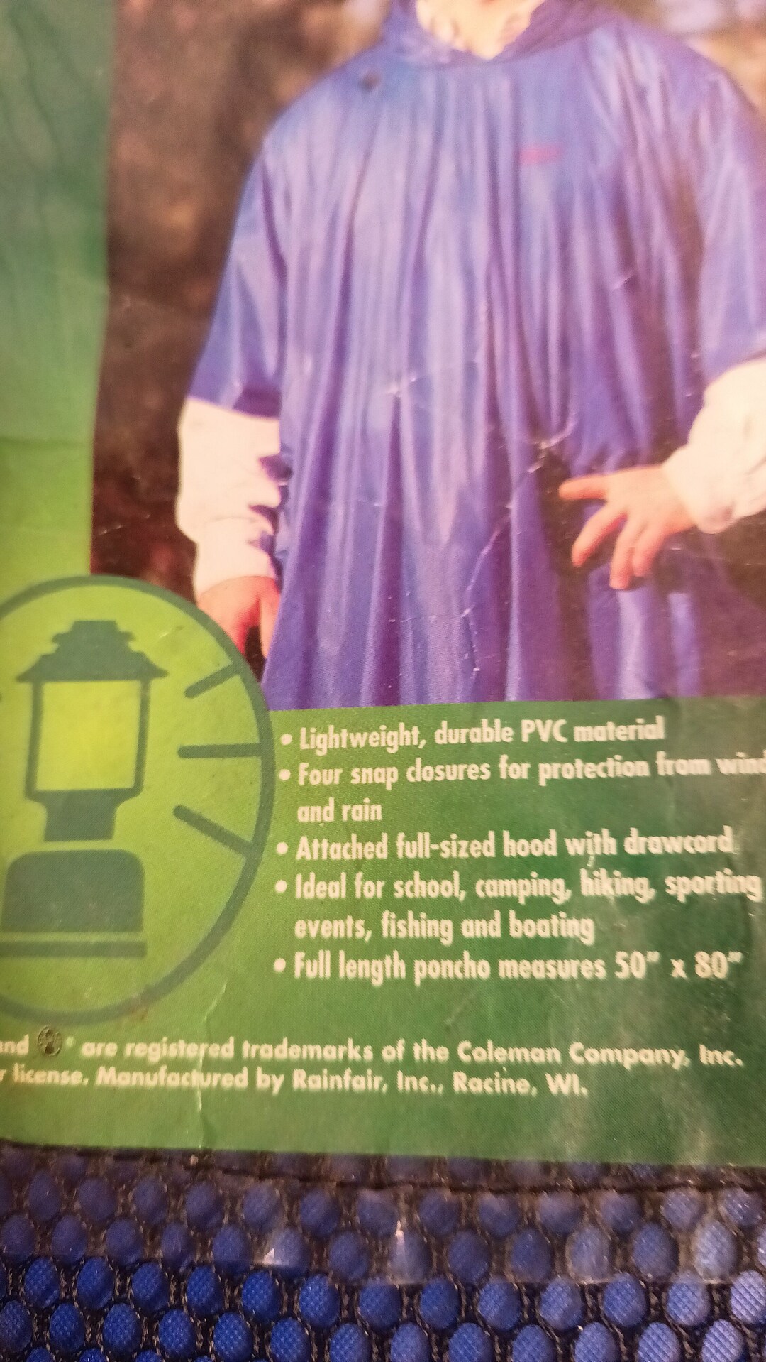 Coleman Adult Unisex Poncho/string Hood - One Size FITS ALL - BLUE ...