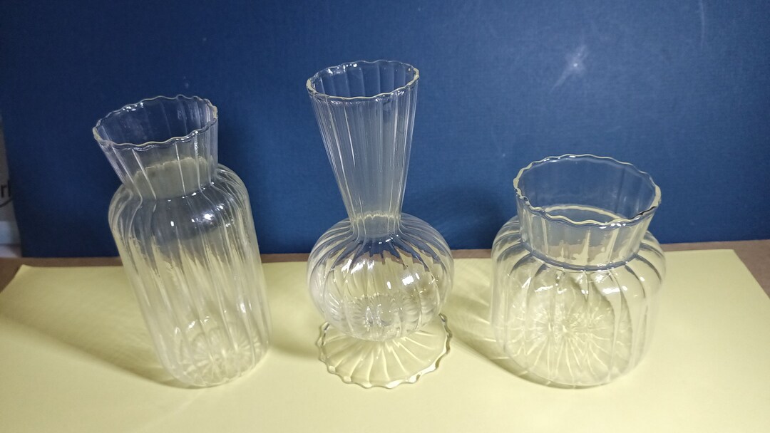 Pyrex Tempered Glass (3) Different Shapes and Sizes Clear VASES - Etsy