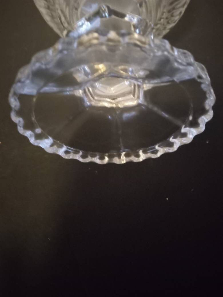 Vintage RARE Crystal Cut Glass LACE DESIGN on a Pedestal Vase - Etsy