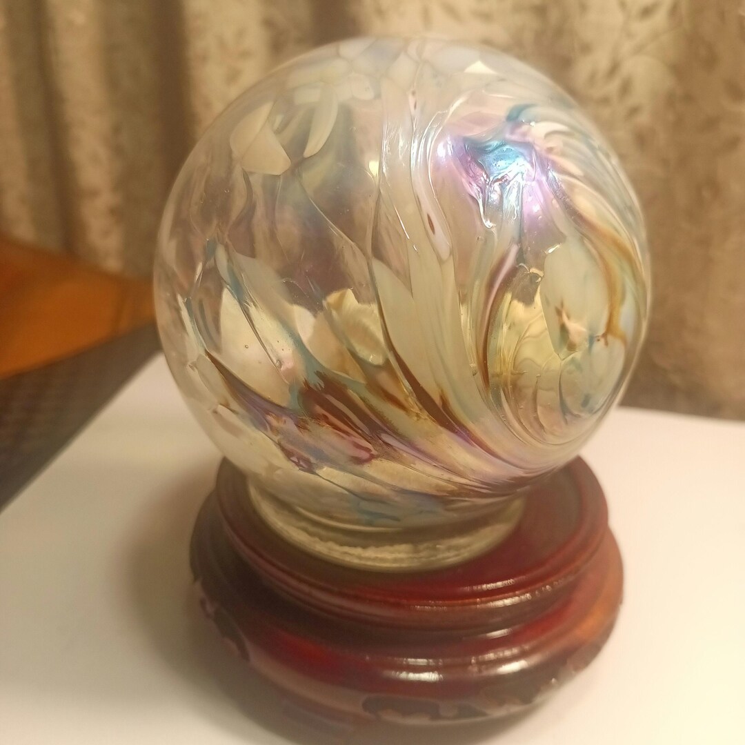 Round Glass Handblown ORB Beautiful Designs/sand/seashells Inside on ...