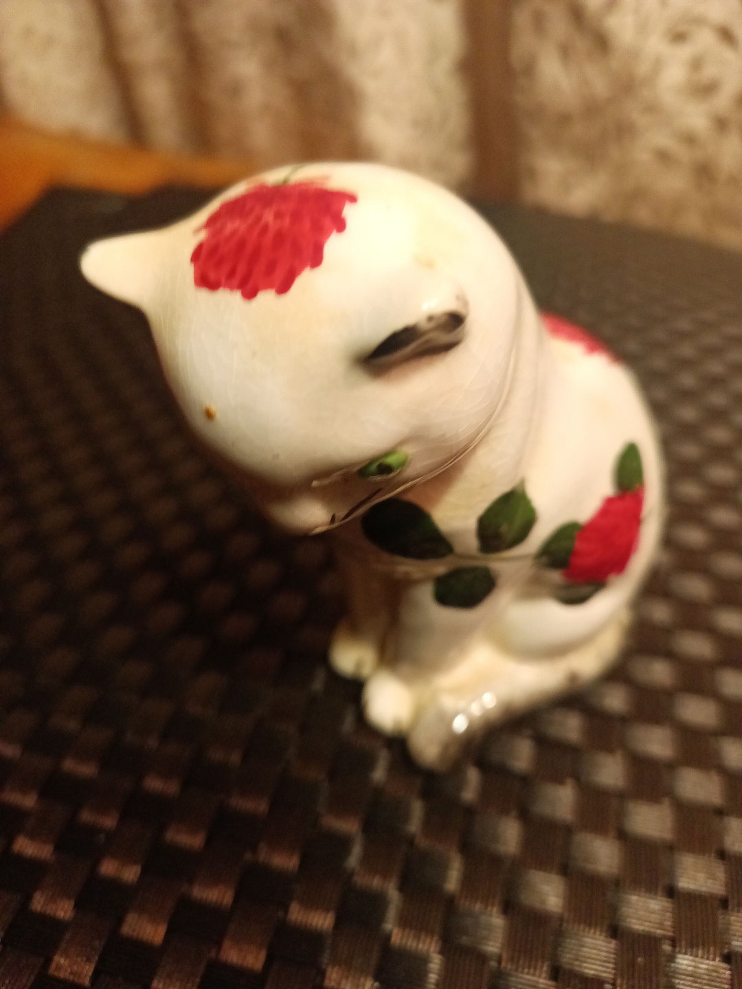 PLICHTA LONDON, ENGLAND Porcelain Hand Painted Thistles/leaves Cat ...