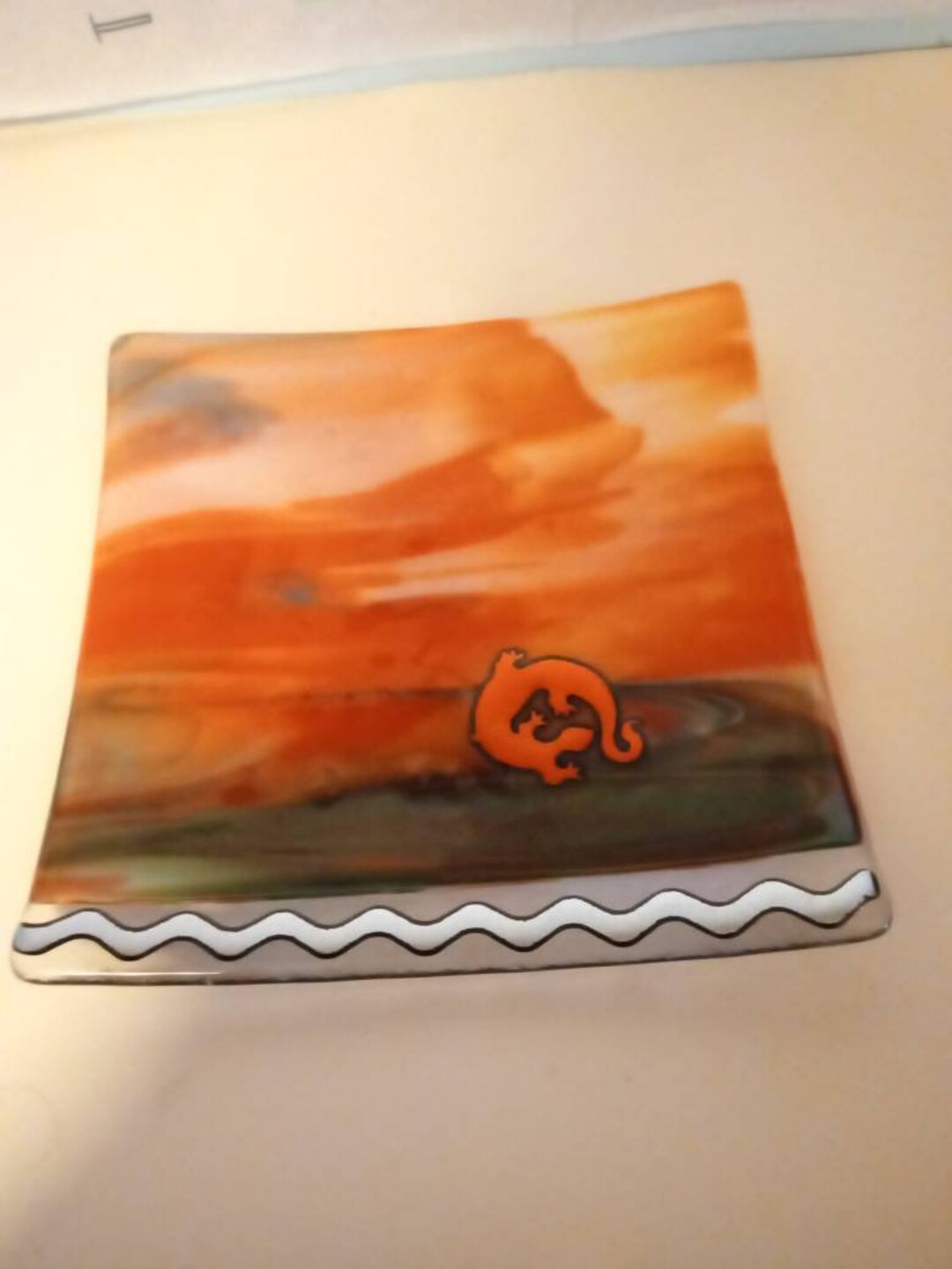 Southwestern Gecko Scene Glass Square (with Curled CORNERS) PIN DISH - Etsy