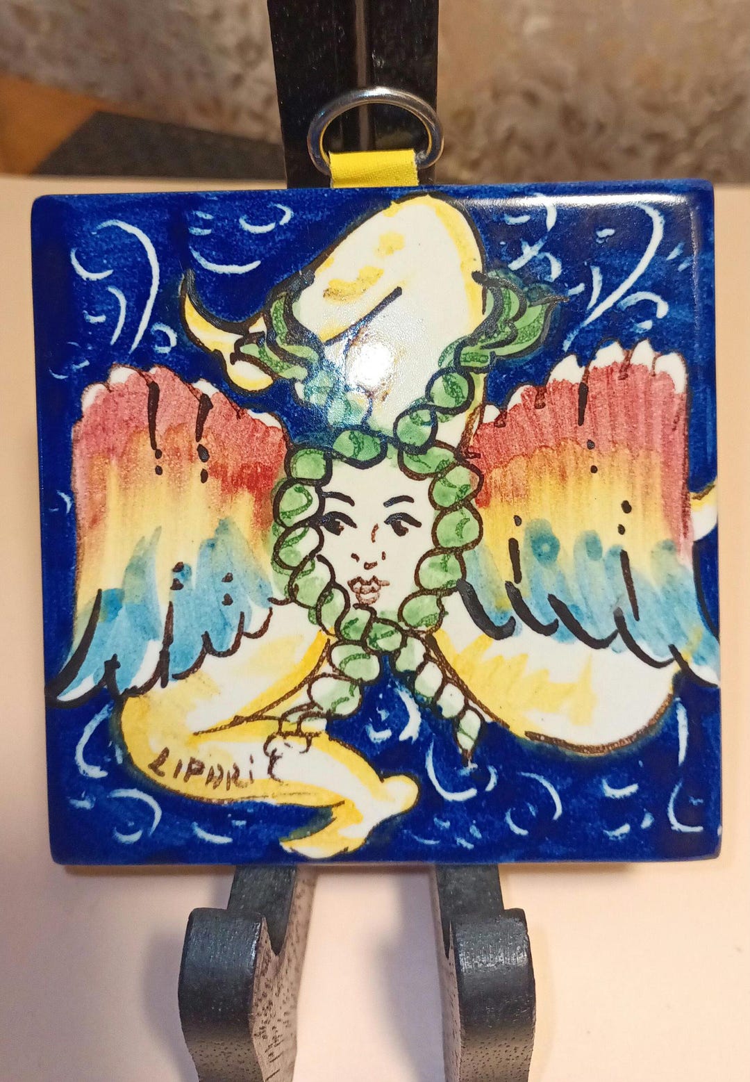 Vintage | Hand Painted Abstract Art Wall Tile | by LIPARI | Made IN ...