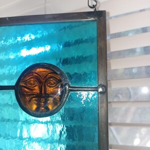 Stained Glass Multi-color and Small Face of the Sun (10 1/2" X 7 3/4 ...