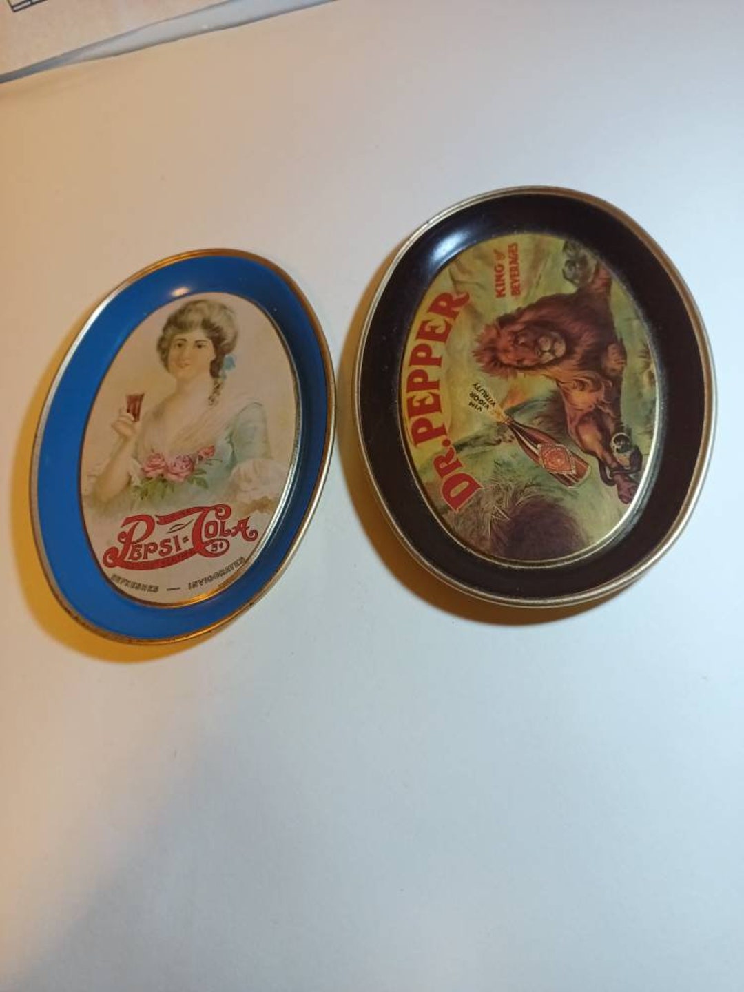 Vintage 1970'S DR Pepper/pepsi Cola 2 Oval Shape Mini Serving Trays - Etsy